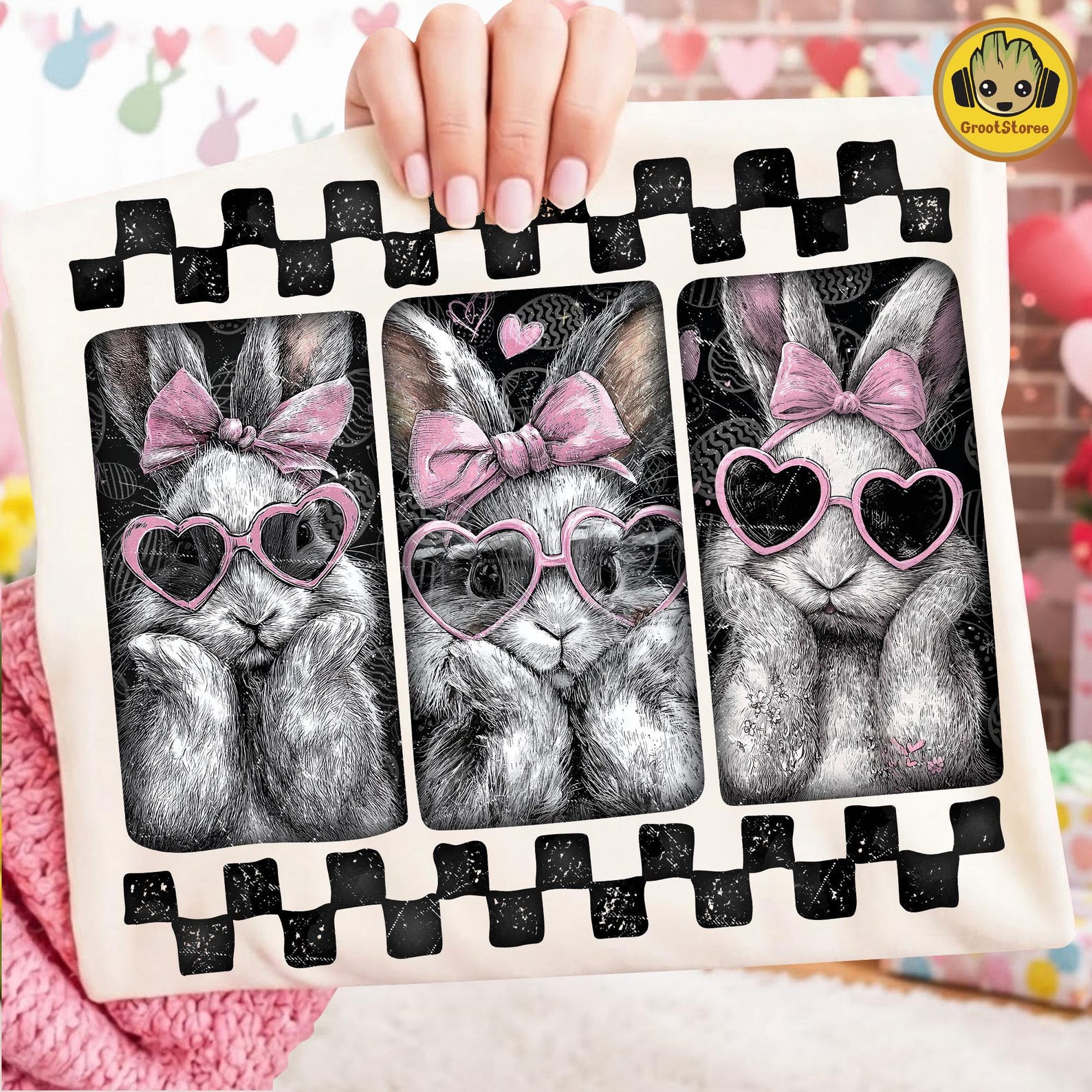 Preppy Easter Bunny PNG, Retro Cute Easter Bunny PNG, Bunny Ears PNG ...