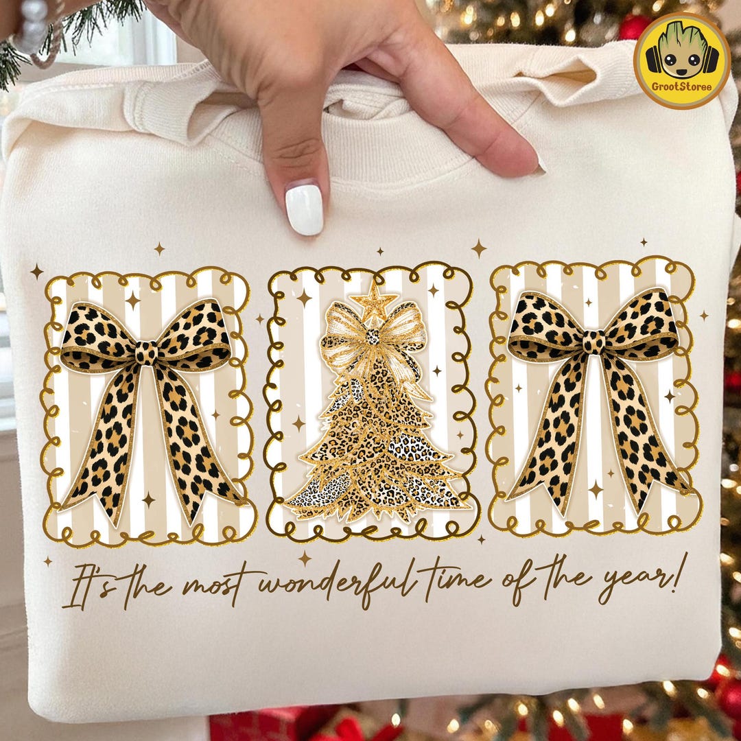 Leopard Print Christmas Tree PNG, Coquette Glitter Holiday Tree PNG ...