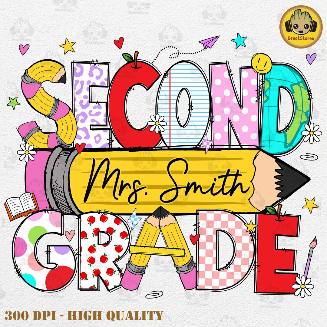 Retro Second Grade Png, Coquette Team Grade Png, Retro Teacher Png ...