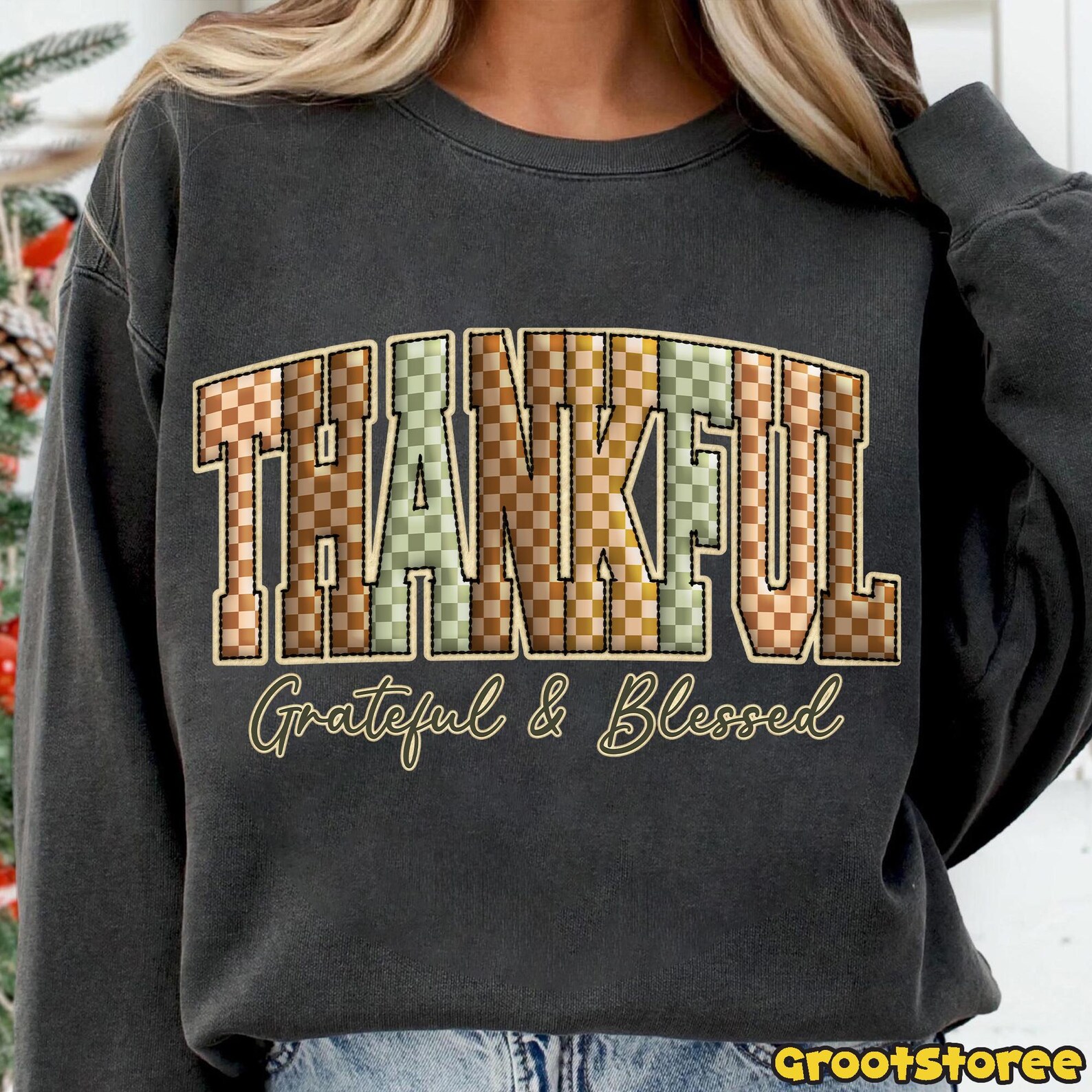 Retro Thankful Checkered Png, Thanksgiving Png, Retro Fall Vibes Png ...