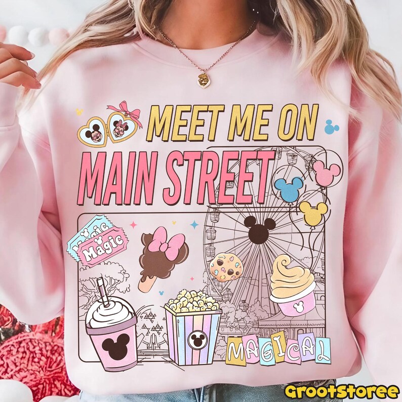 Meet Me on Main Street PNG, Magical Cartoon Stamps PNG, Girl Trip Shirt ...