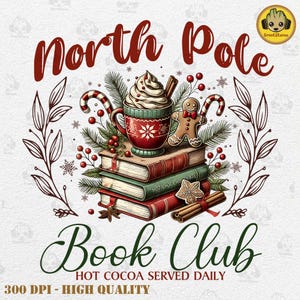 North Pole Book Club Png, Christmas Coffee Png, Pink Christmas Png ...