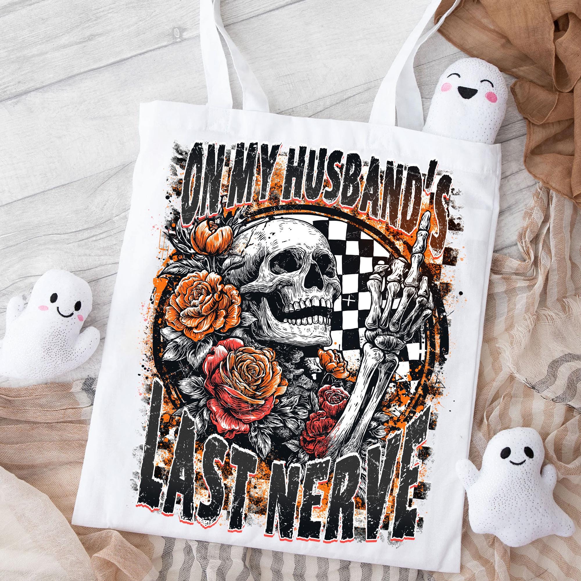 Funny on My Husband's Last Nerve Png, Retro Skeleton Halloween Wife Png ...