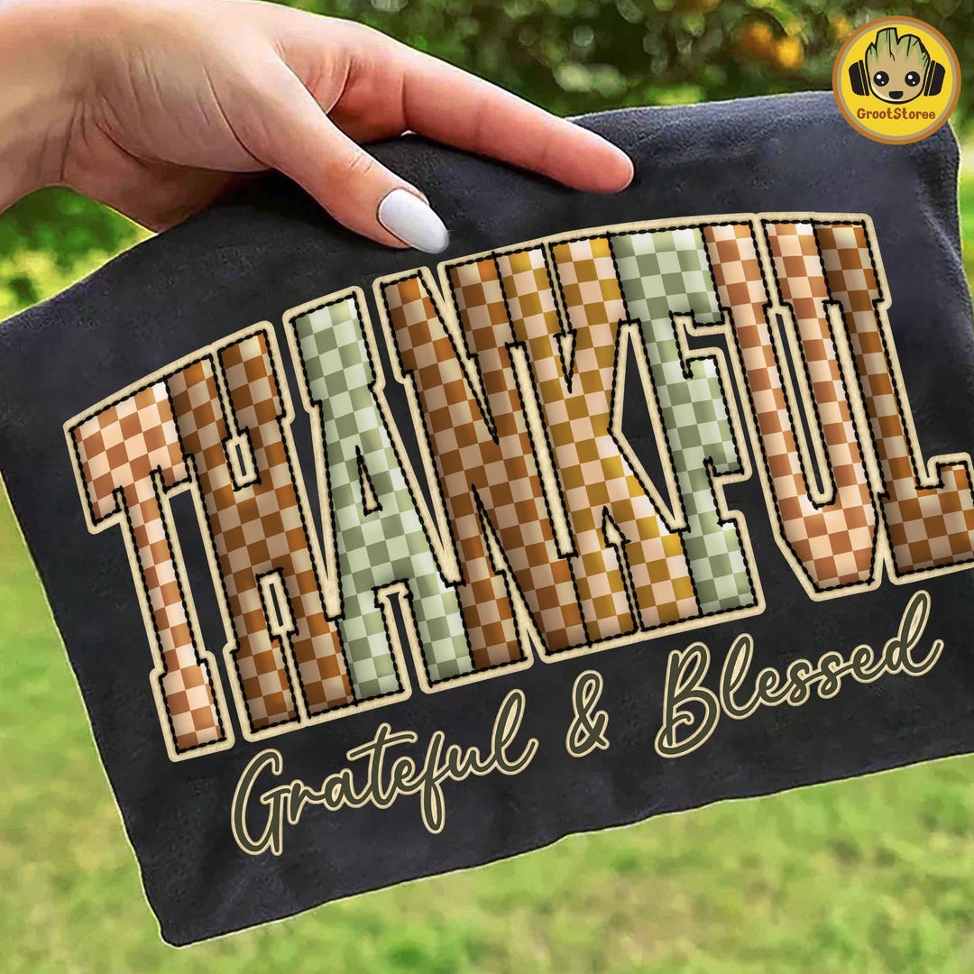 Retro Thankful Checkered Png, Thanksgiving Png, Retro Fall Vibes Png ...