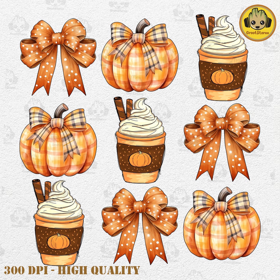 Fall Coquette PNG, Autumn Pumpkin Png, Retro Fall Pumpkin Bow Png, Fall ...
