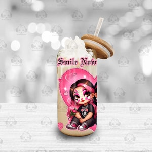 Smile Now Cry Later Cholo 16oz Glass Can PNG, Chola Couple 16oz Libbey ...