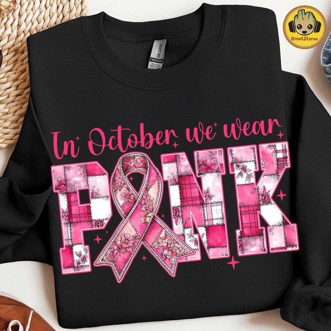 In October We Wear Pink Png, Preppy Breast Cancer Coquette Png, Pink ...
