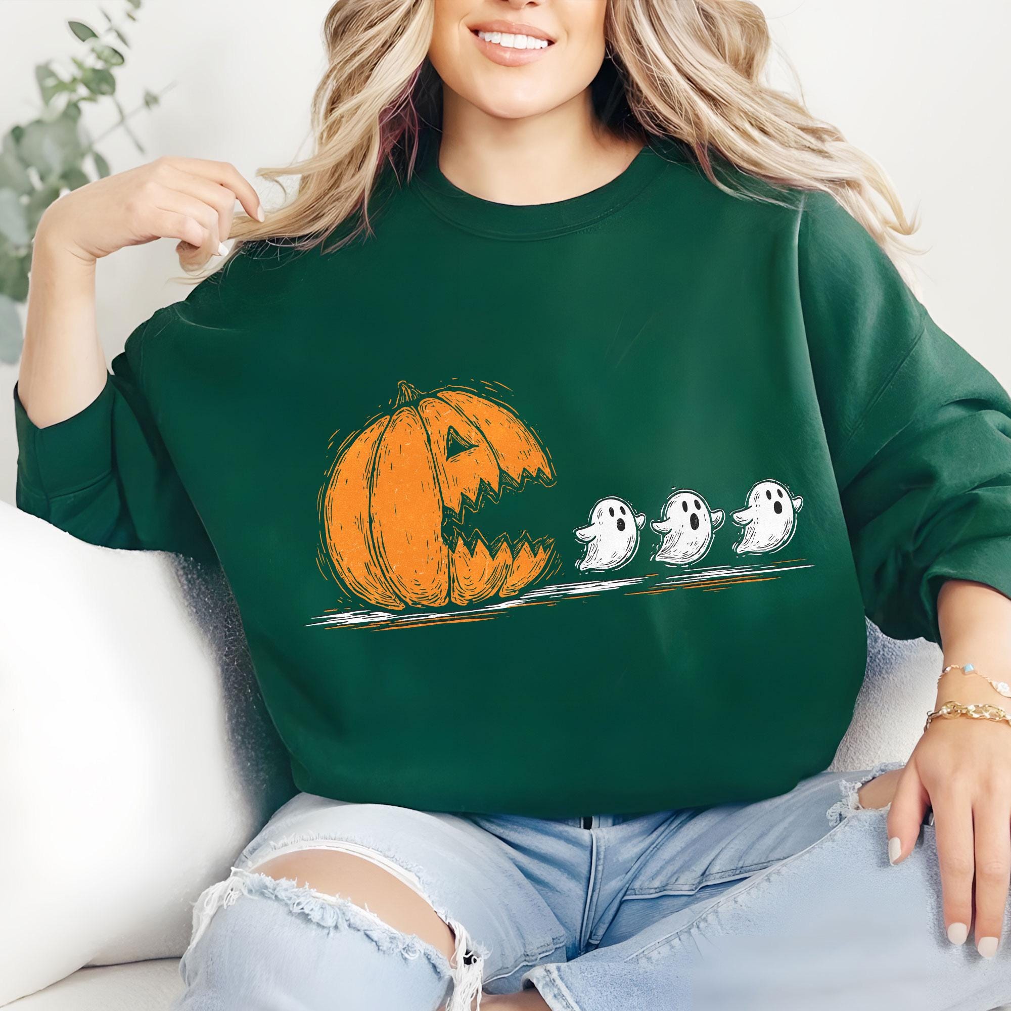 Trendy Halloween Pumpkin Chasing Ghost Png, Halloween Costume Png ...