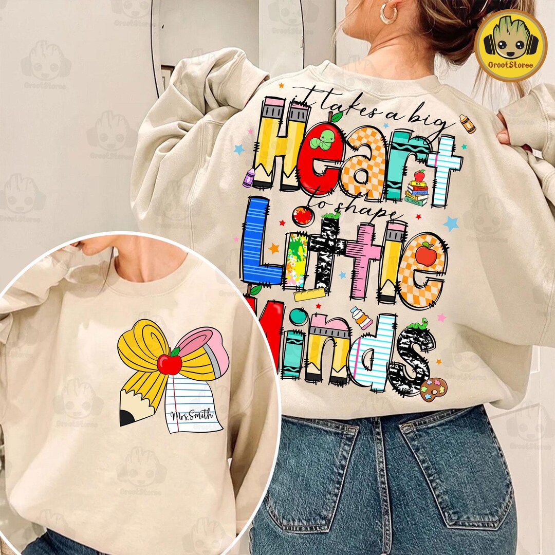 Custom Teacher Coquette Png, It Takes a Big Heart to Shape Little Minds ...