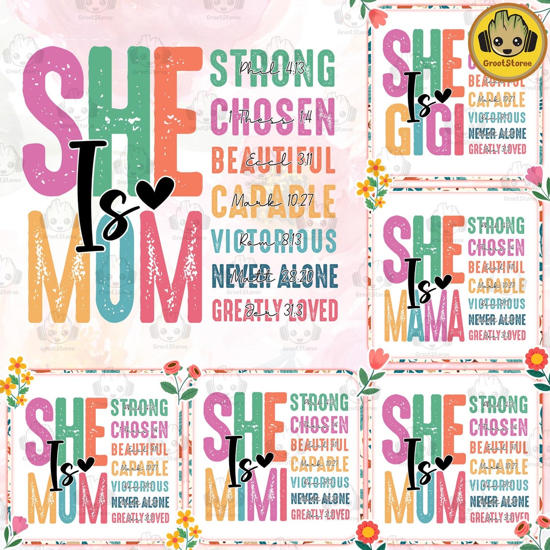 She is Mom/ Mama/ Mum/ Gigi Png Bundle, Retro Mother PNG, Blessed Mom ...