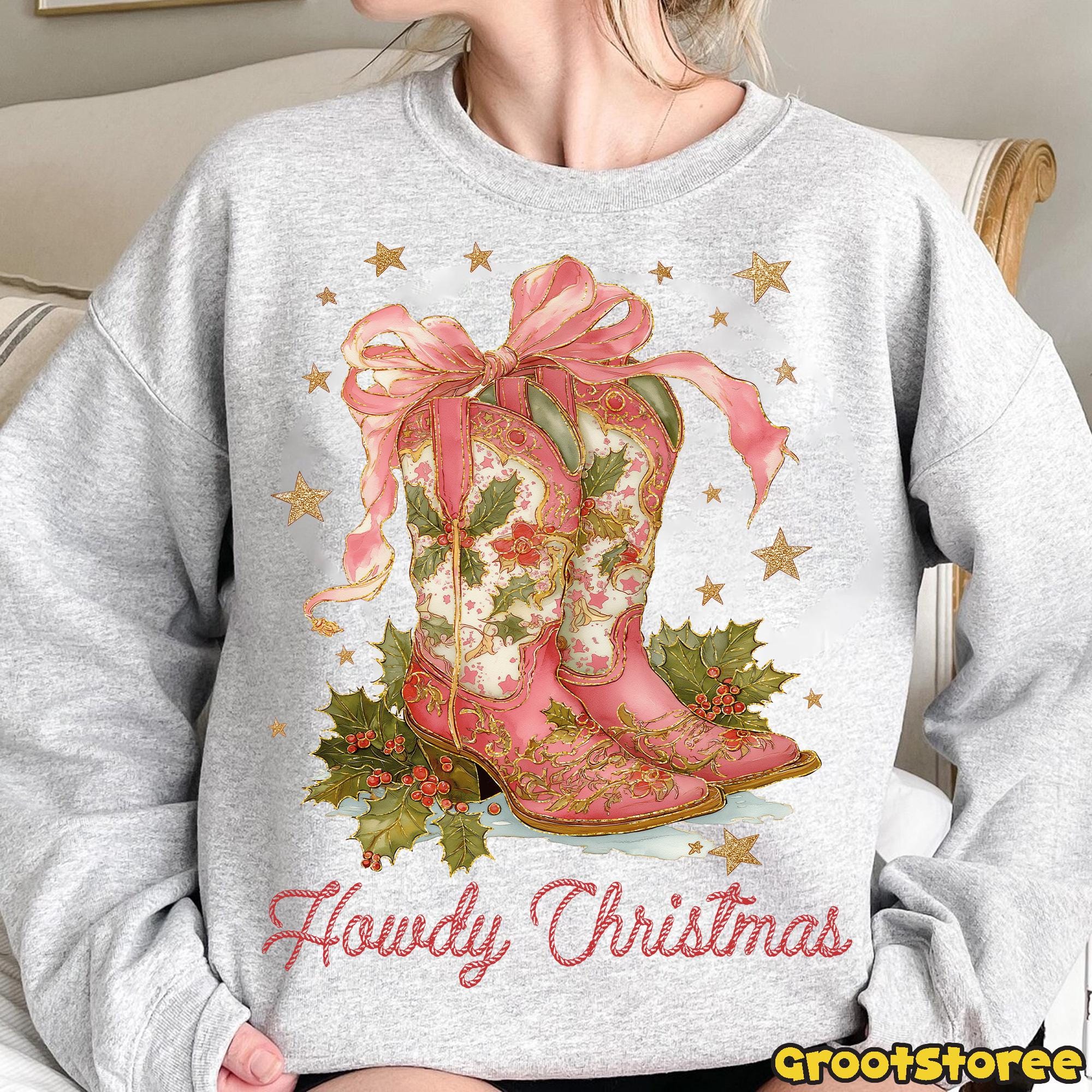 Howdy Christmas Png, Cowgirl Western Christmas Boots Png, Pink Coquette ...