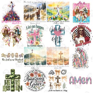 Jesus is the Light Easter Png Bundle, Floral Christian Easter Png ...