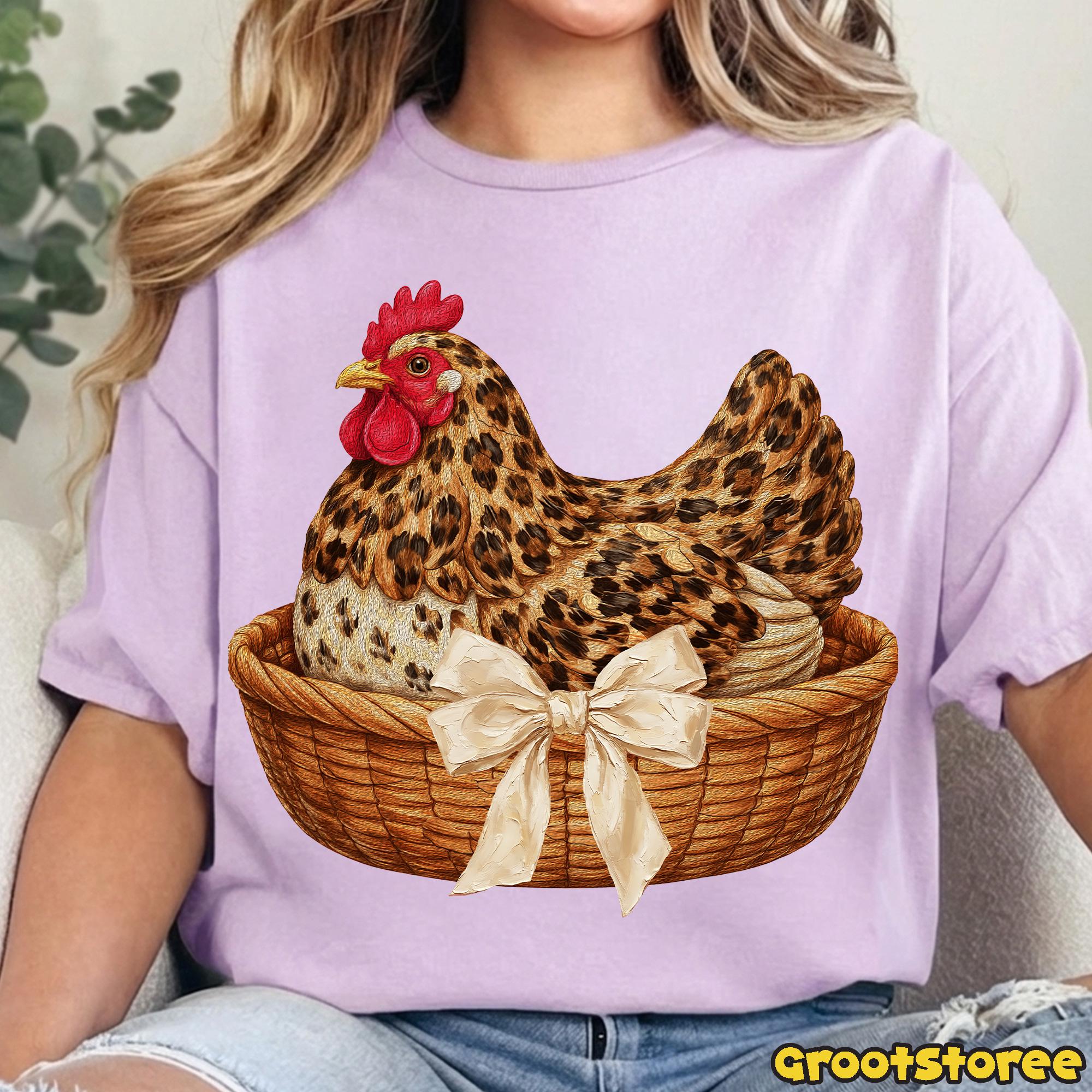 Leopard Hen Vintage PNG, Hand Painted Oil Farm Chicken Design, Grandma ...