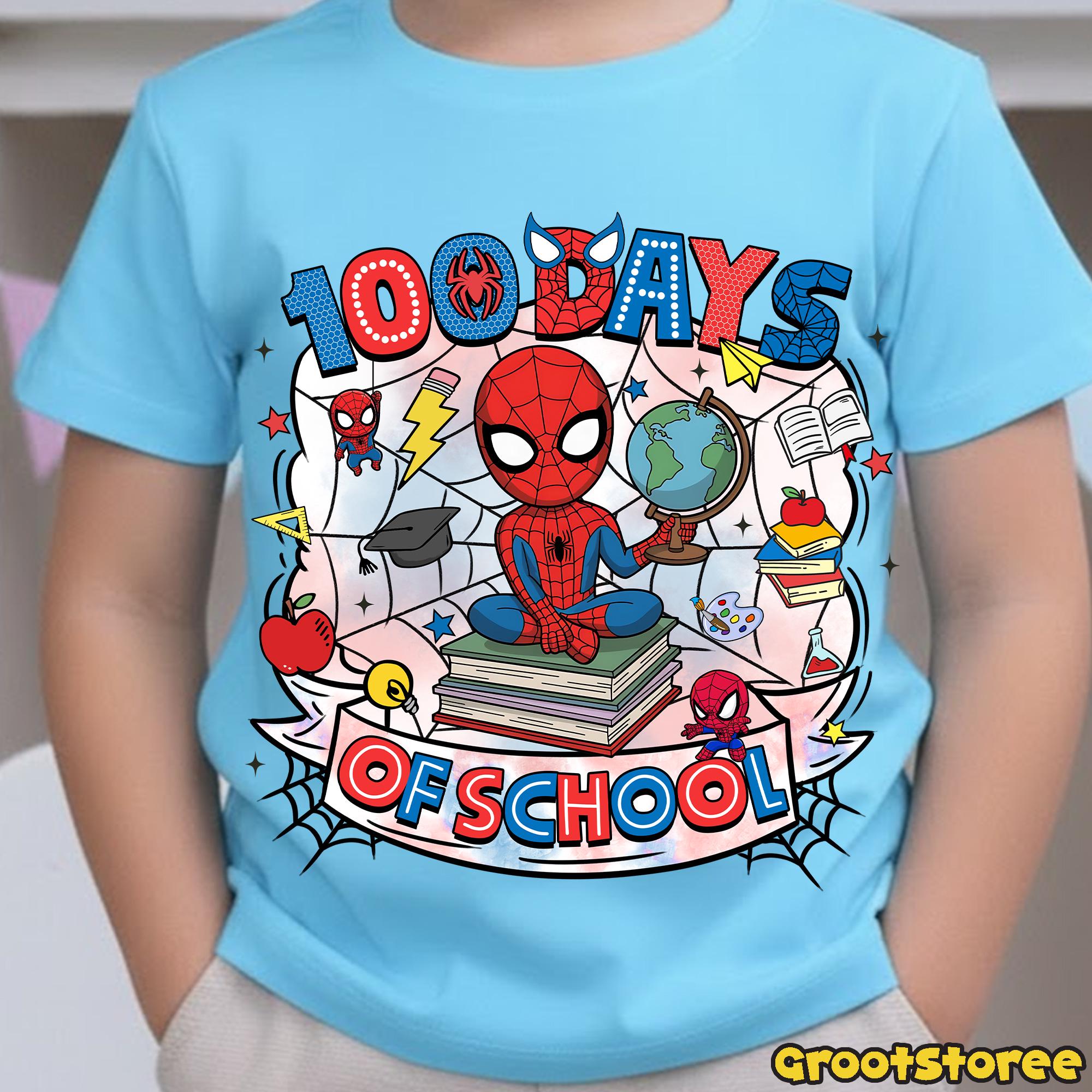 Spider Cartoon 100 Days of School PNG, Superhero 100th Day Design ...