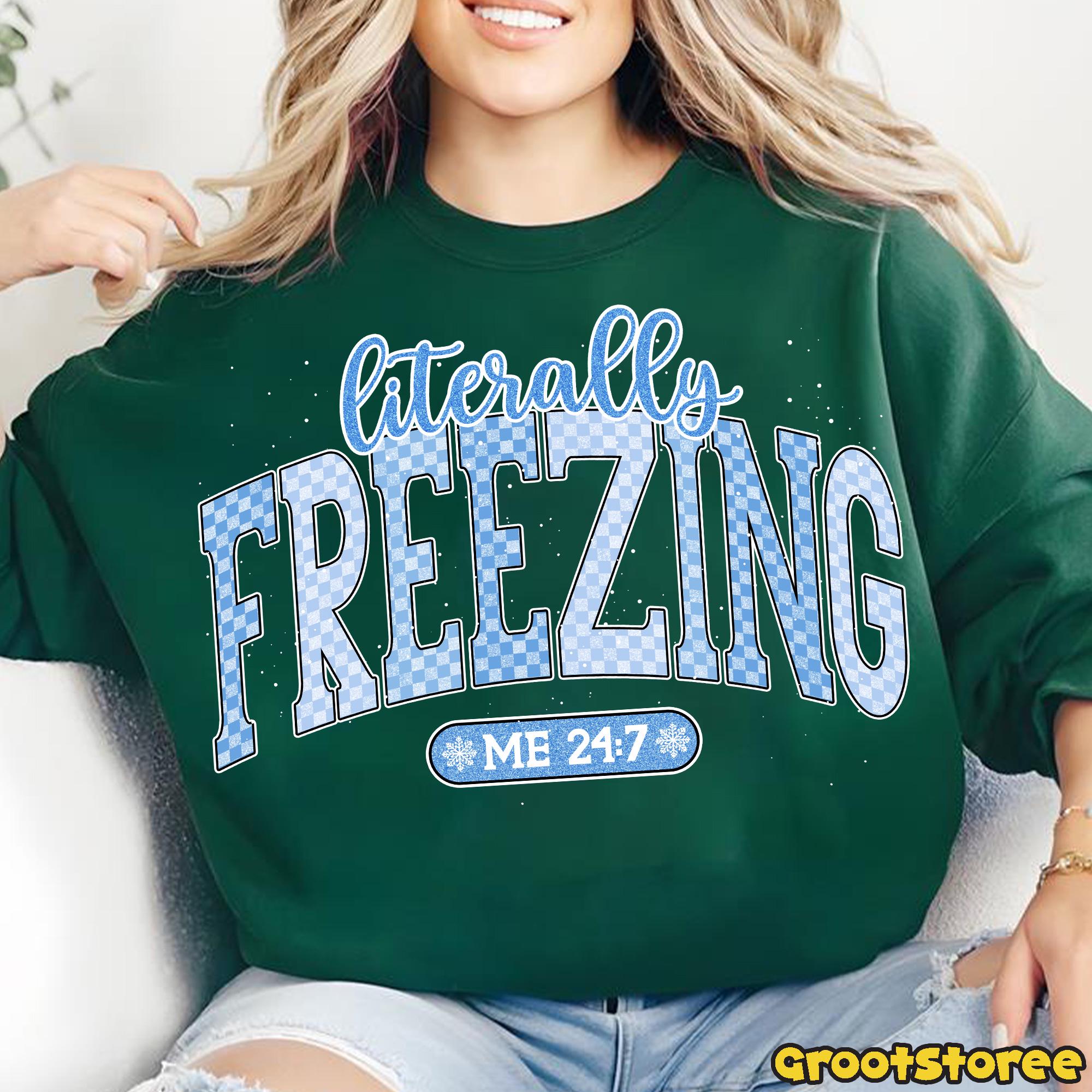 Retro Literally Freezing PNG, Winter Vibes Holiday Design PNG, Freezing ...