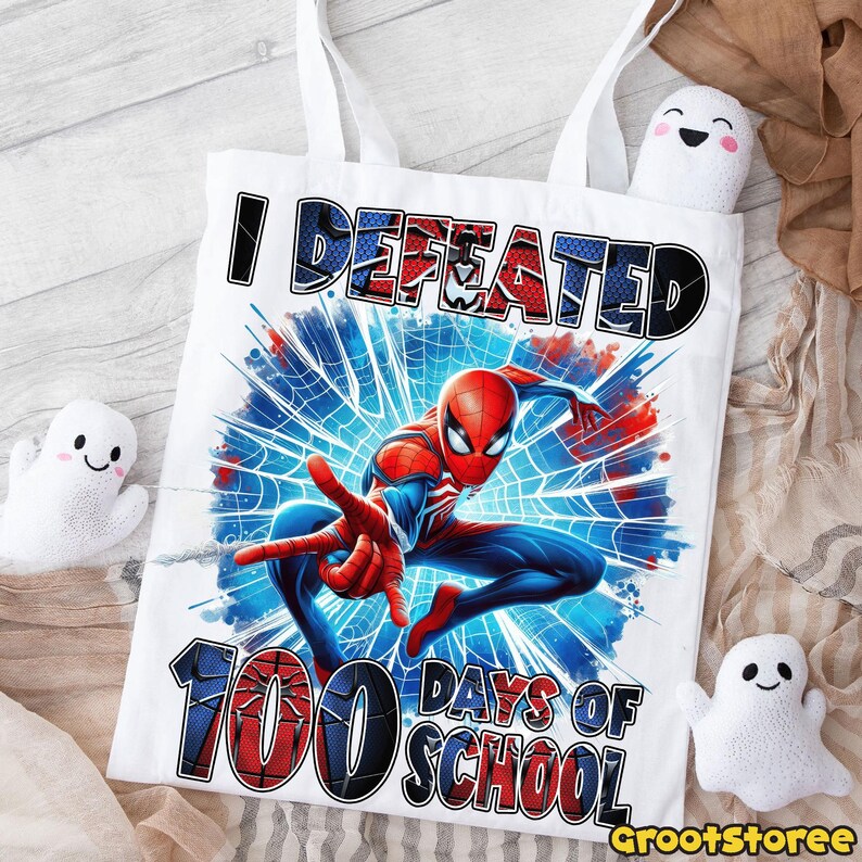 I Defeated 100 Days of School Png, Spider Cartoon Character Png, 100 ...