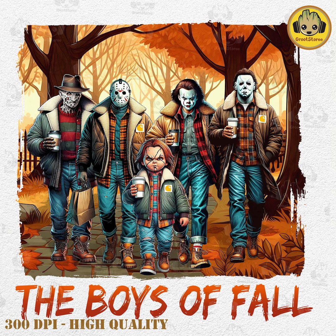 The Boys of Fall Png, Horror Friends Png, Movie Killers Neon Png, Scary ...