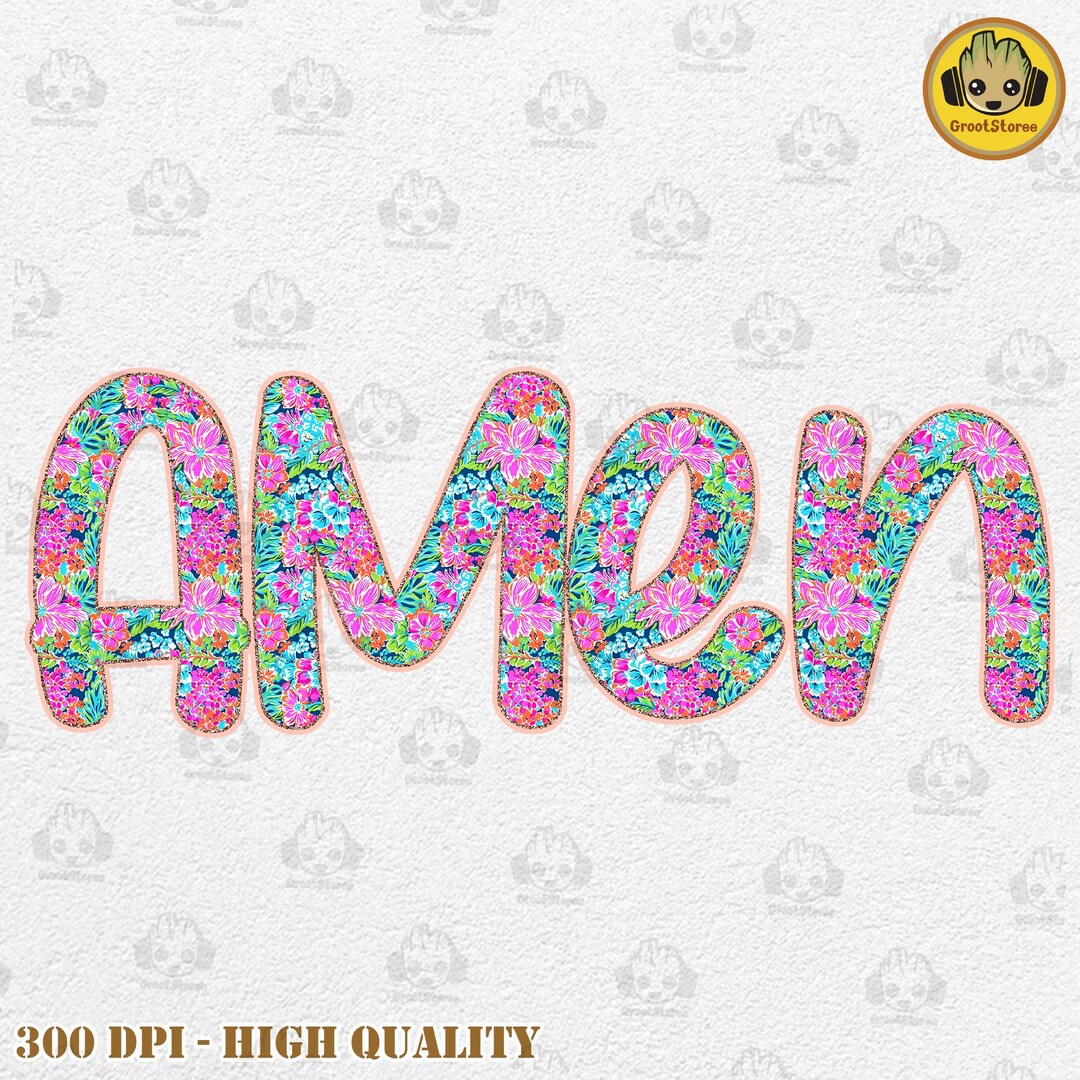 Floral Glitter Amen PNG, Retro Amen Png, Preppy Easter Png, Amen Png ...