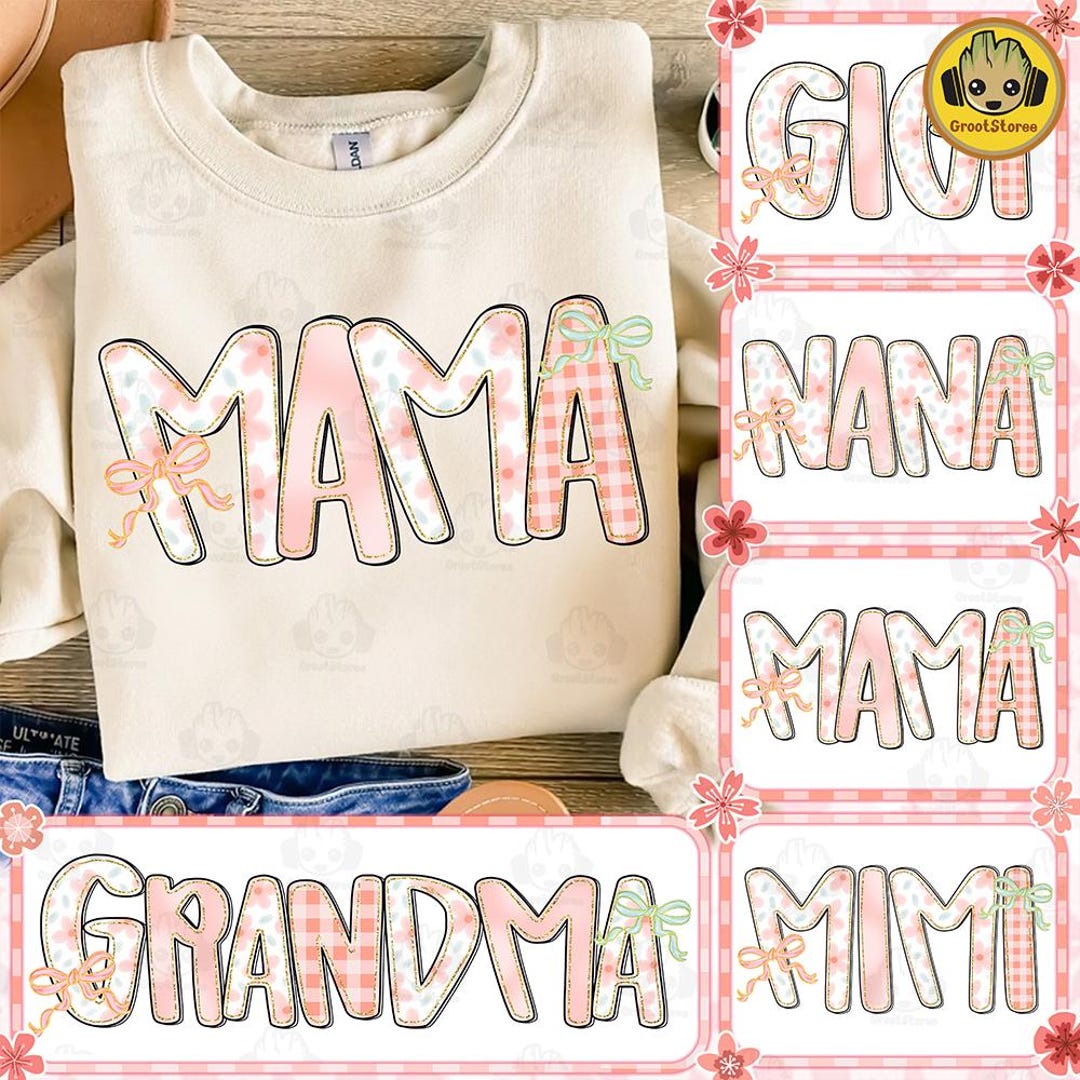 Preppy Mama Floral Bundle, Pink Floral Mama Mimi Gigi Flower Png ...