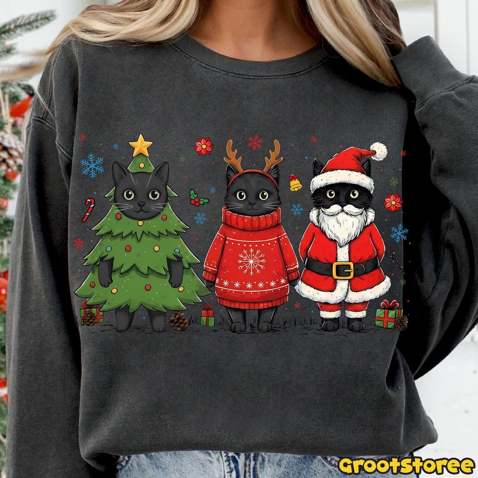 Meowy Christmas Png, Cute Cats With Santa Claus Hat Png Design, Xmas ...