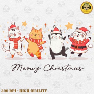 Meowy Christmas Png, Happy Cat Year Png, Christmas Cat Png, Cat Mama ...