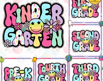 Retro Back to School Bundle, Teacher PNG, Kindergarten, First Day of ...