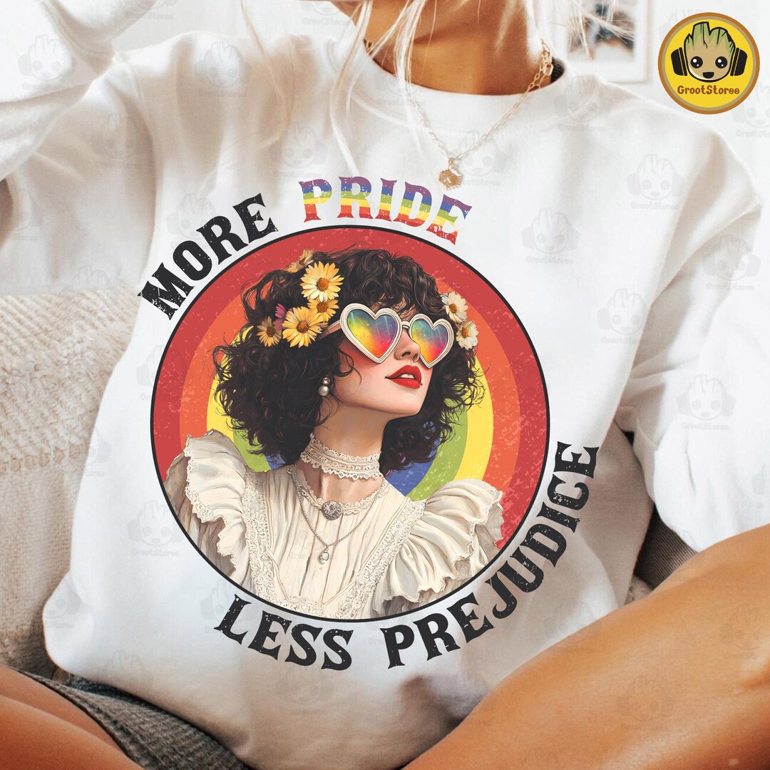 More Pride Less Prejudice Png, LGBTQ Quote Png, LGBTQ Shirt, Proud Ally ...