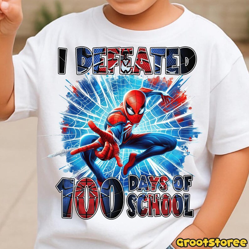 I Defeated 100 Days of School Png, Spider Cartoon Character Png, 100 ...