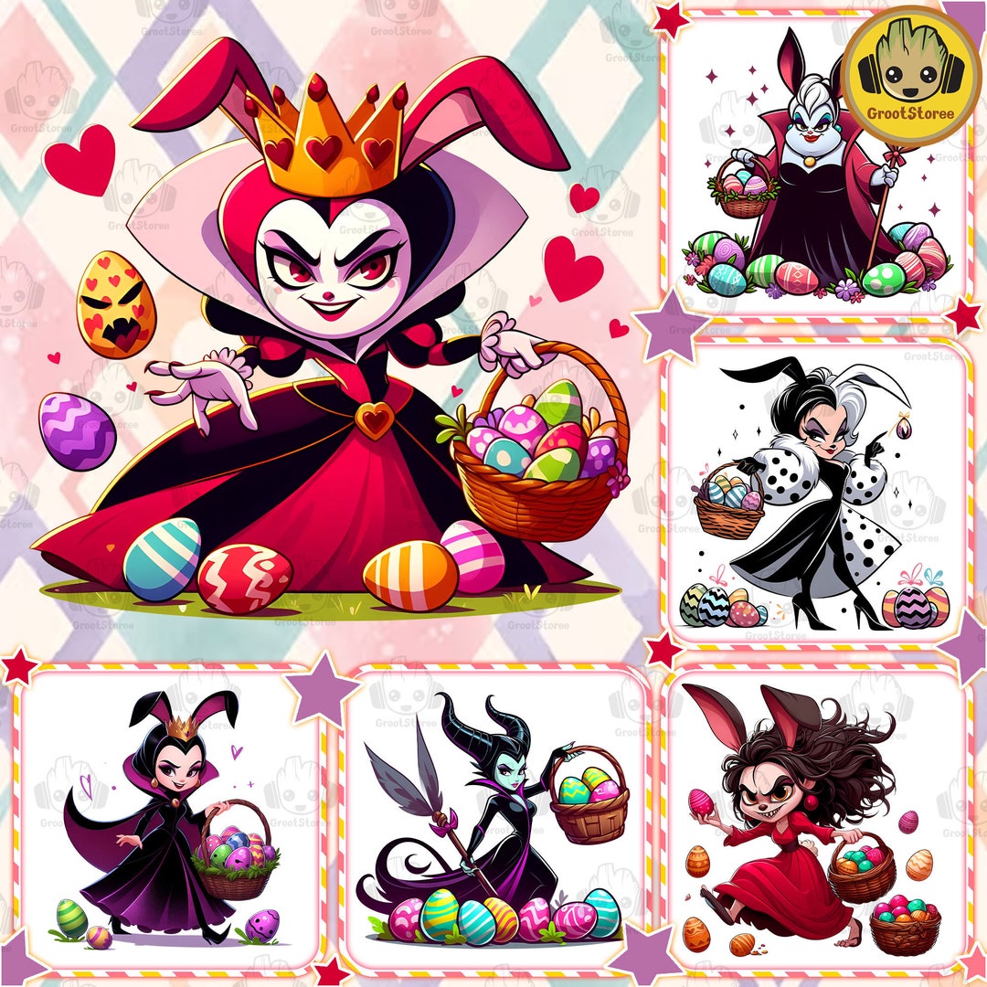 6 Villain Killer Easter Chibi Cartoon Png Bundle, Horror Easter Png ...