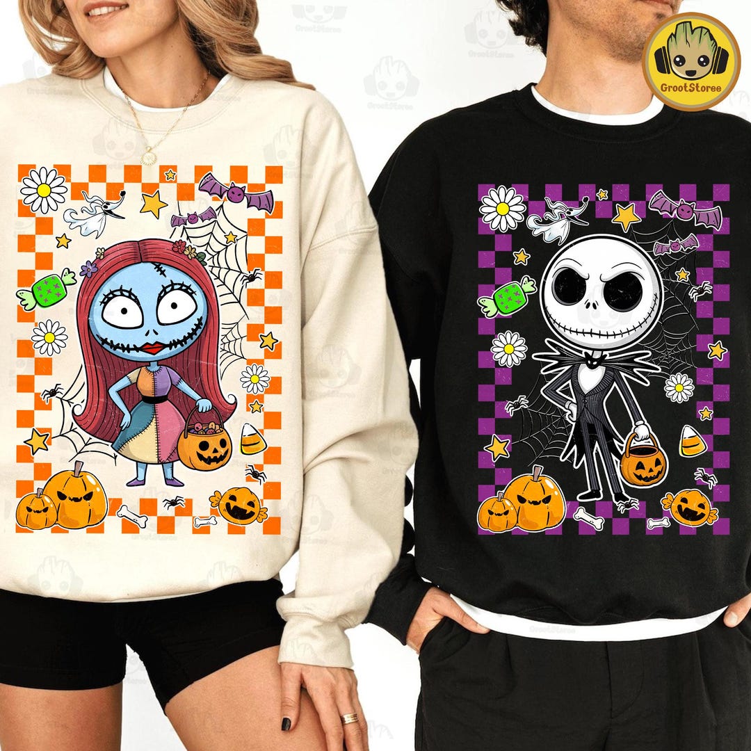 Retro Nightmare Halloween Couple Png, Horror Movie Couple Png ...