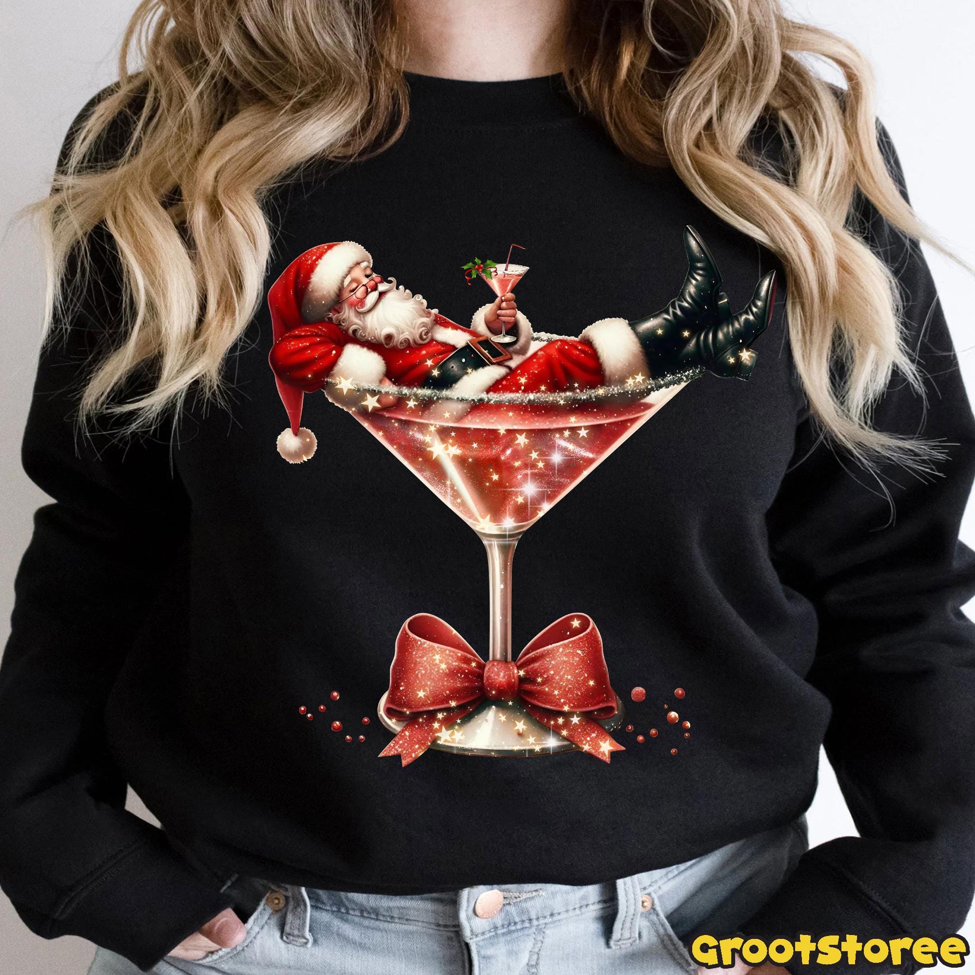 Santa Martini PNG, Coquette Christmas Png, Girly Santa Claus Png ...