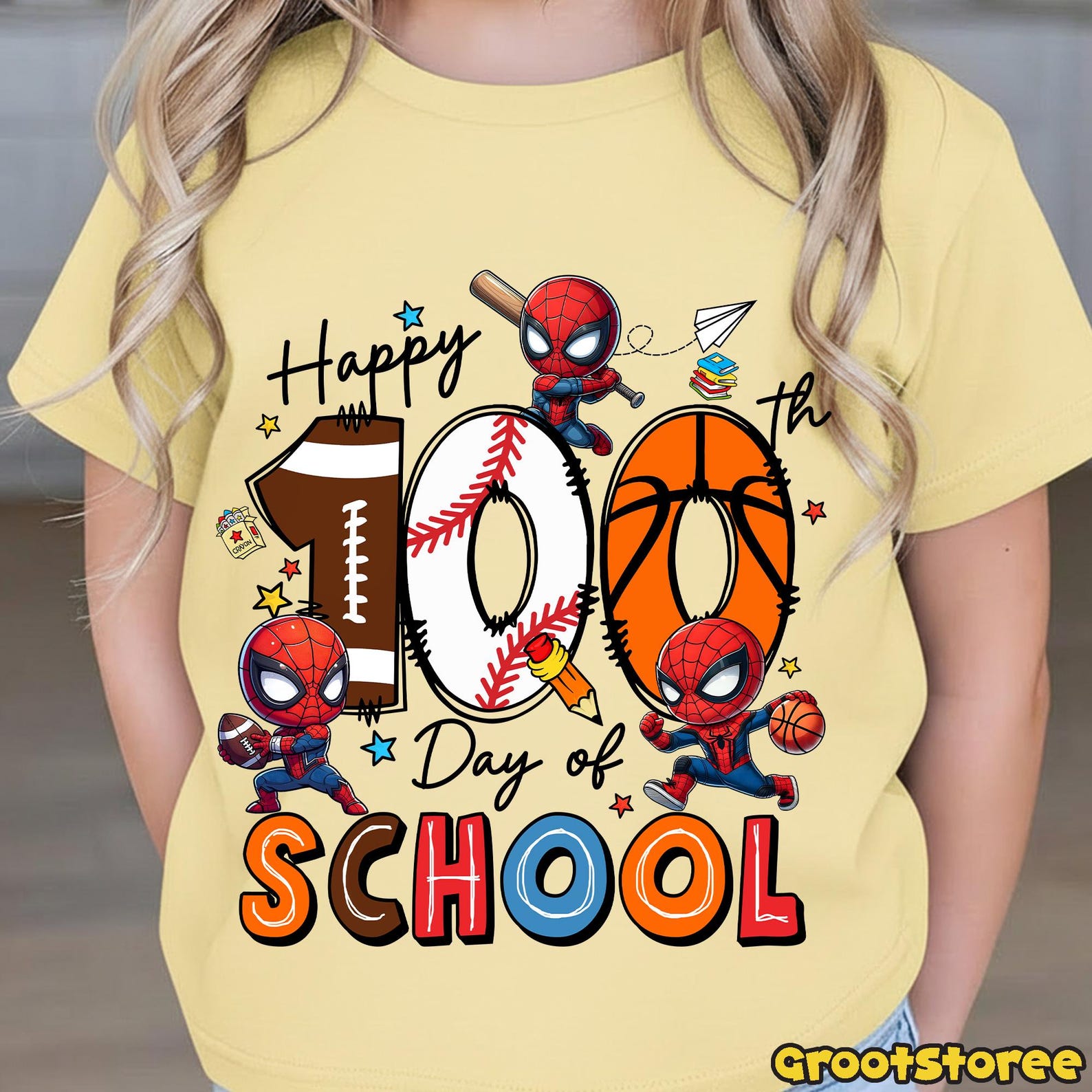 Cartoon 100th Day of School PNG, Sport Movie Style School Design, 100 ...