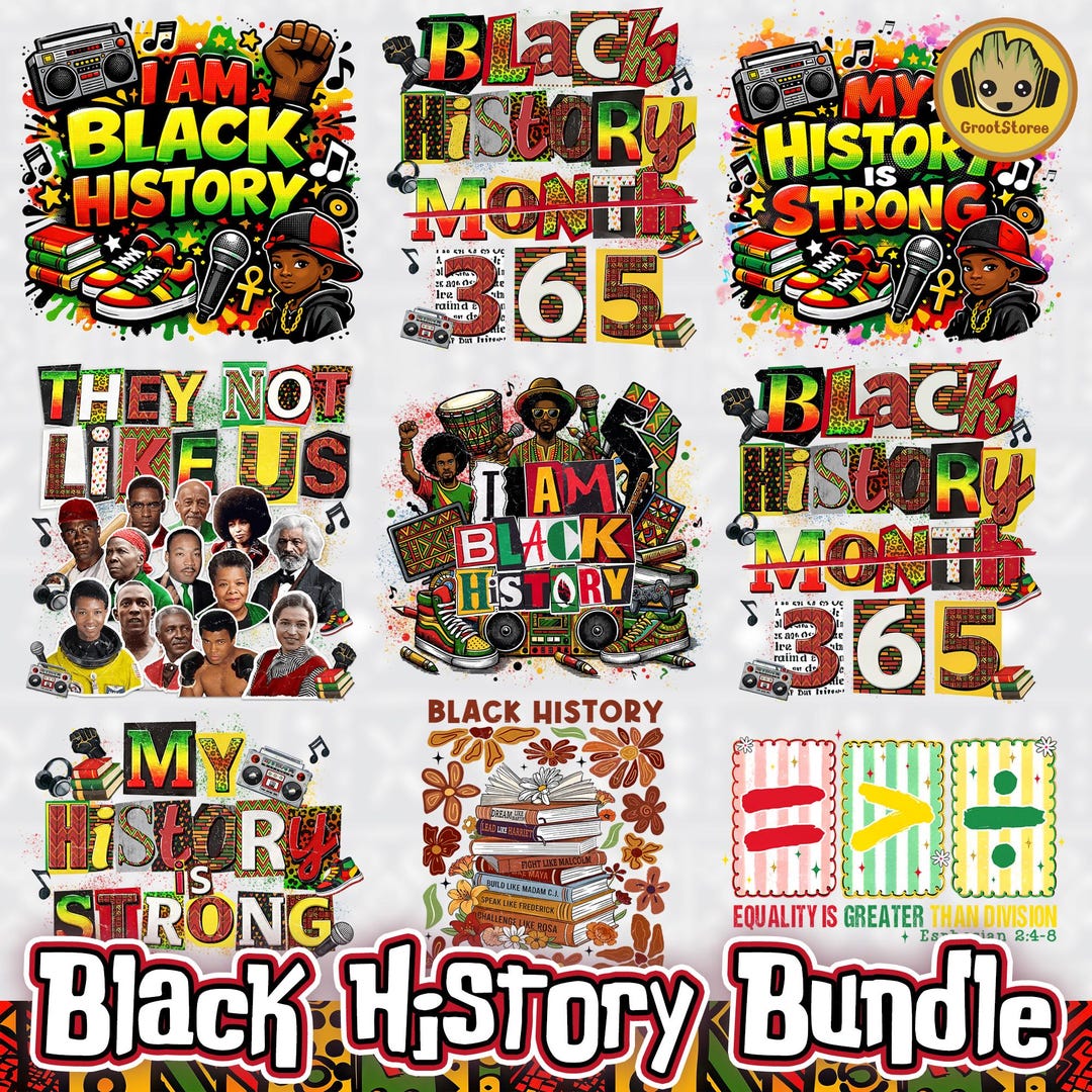 Black History Bundle PNG, Black History Month PNG, Afro American PNG ...