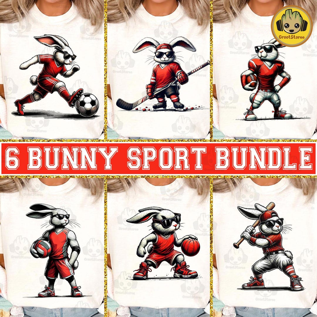 Retro Sport Easter Bunny Png Bundle, Sport Easter Egg PNG, Basketball ...
