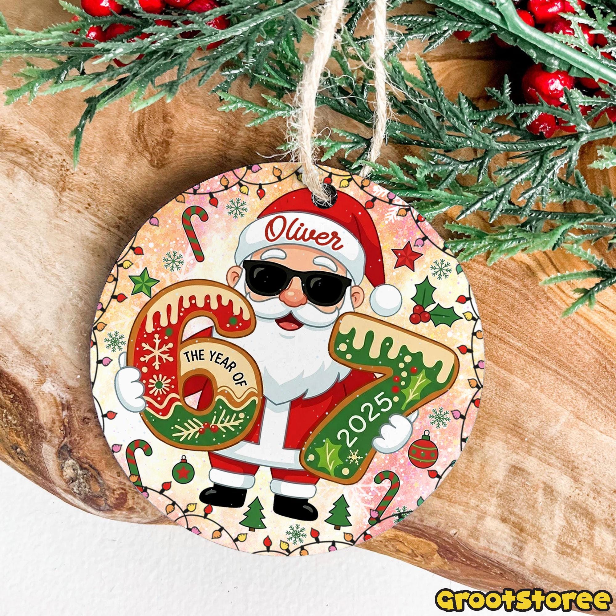Personalized Christmas Santa 67 Ornament PNG, Custom 67 Christmas ...