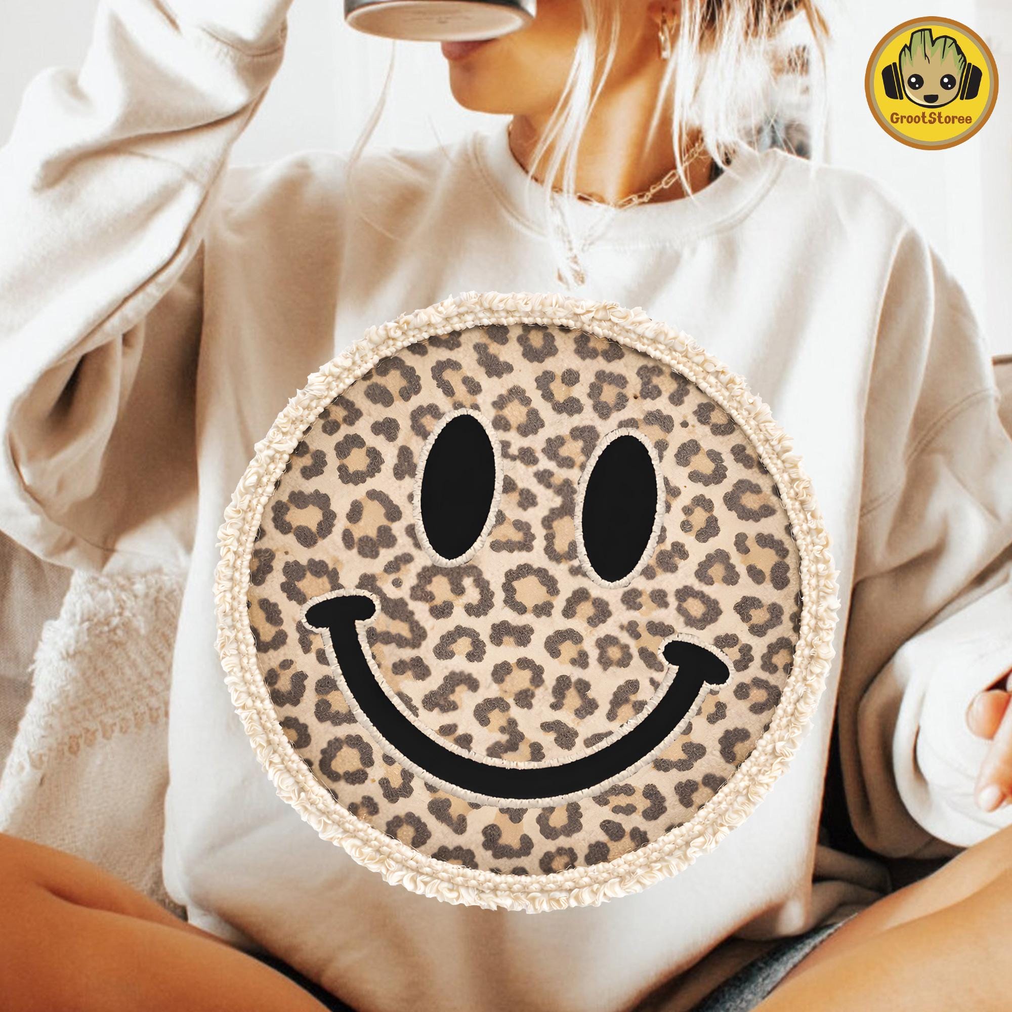 Patchwork Leopard Print Smiley PNG, Retro Baseball Softball Mama PNG ...