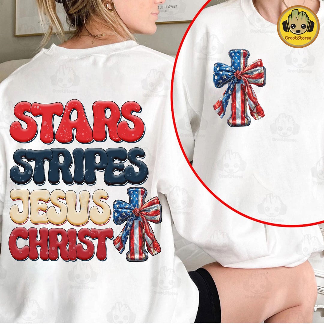 Stars & Stripes and Jesus Christ Png, Christian 4th of July Png ...