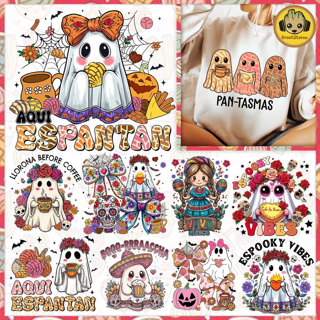 10+ Halloween Mexican Conchas Ghost Png Bundle, Espooky Vibes PNG ...