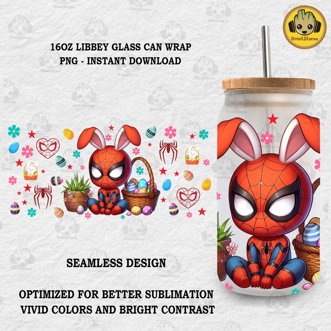 Bunny Cartoon Superhero Easter Spring Superhero Libbey 16oz Png, Easter ...