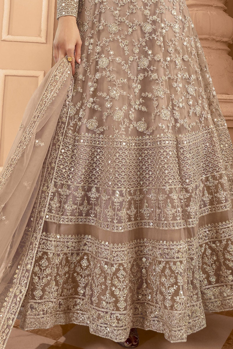 Green Golden Multi Embroidered Wedding Anarkali Gown Clothes Collection ...