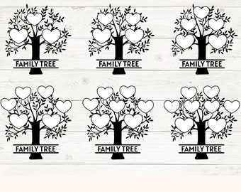 Family Tree 7 Members Svg Family Tree Branch Heart Frame - Etsy
