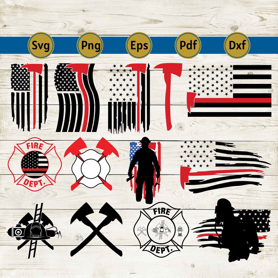 Firefighter Svg Firefighter Png Fire Dept Svg Firefighter and Flames ...