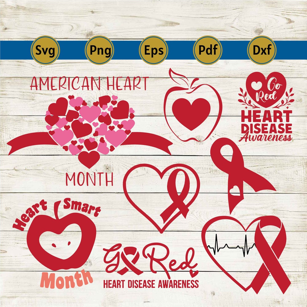 Heart Month Svg, Heart Disease Svg, Heart Warrior Svg, Heart Awareness ...