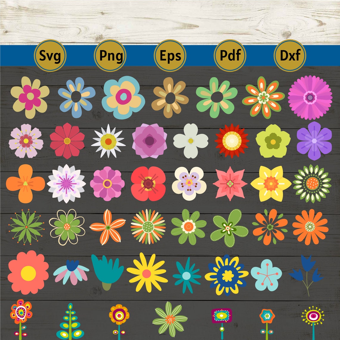 Simple Flower Svg, Flower Power Svg, Retro Flower Svg, Daisy Svg ...
