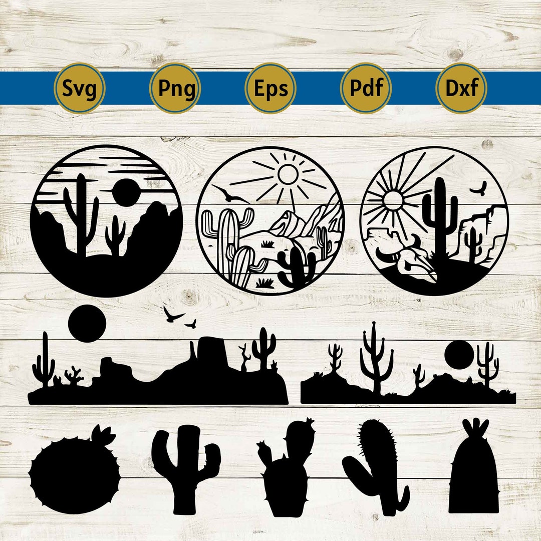 Desert Landscape Svg, Desert Svg, Desert Scene Svg, Succulent Svg ...