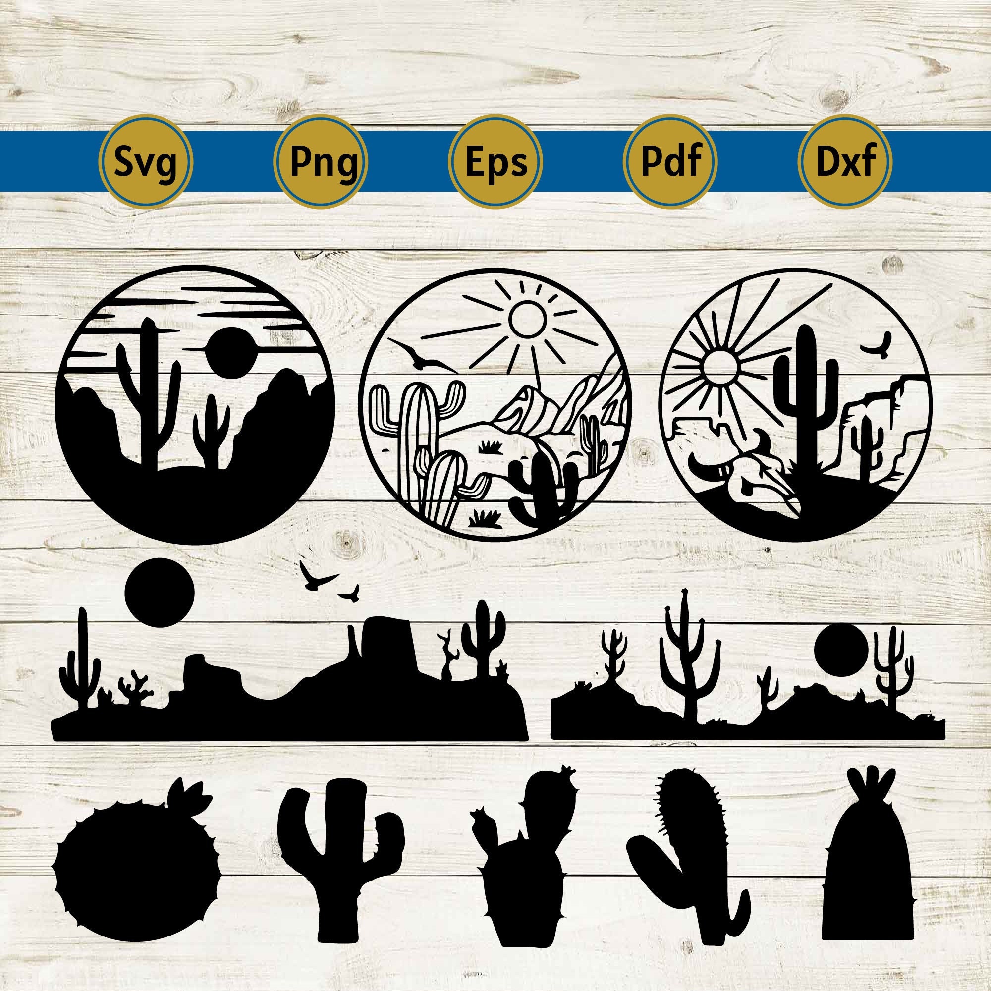 Desert Landscape Svg, Desert Svg, Desert Scene Svg, Succulent Svg ...