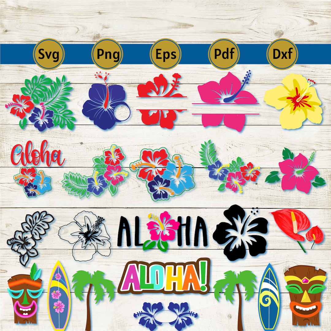 Hawaiian Svg, Hawaii Svg, Aloha Svg, Hibiscus Svg, Tropical Svg, Summer ...