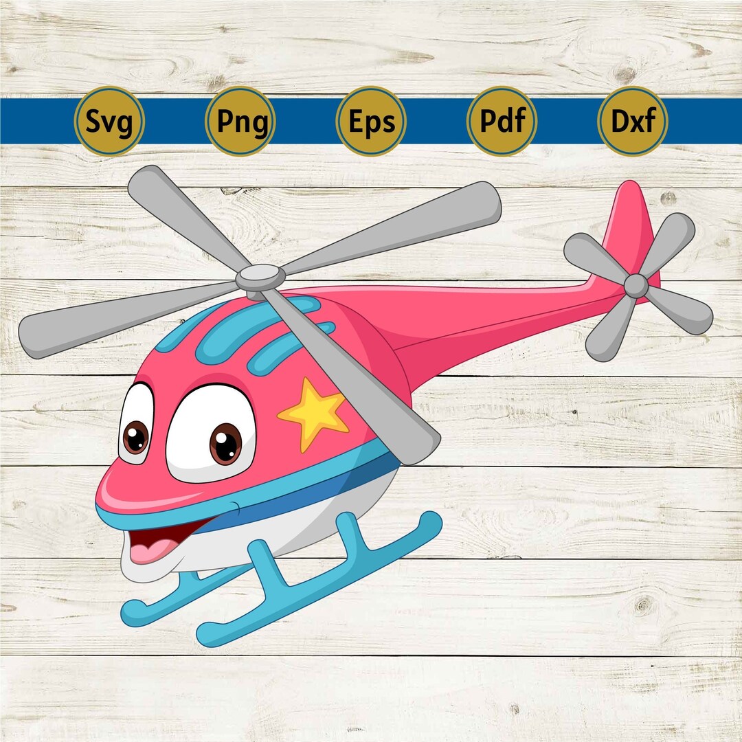 Cute Helicopter Svg, Helicopter Cartoon Png, Helicopter Sublimation ...
