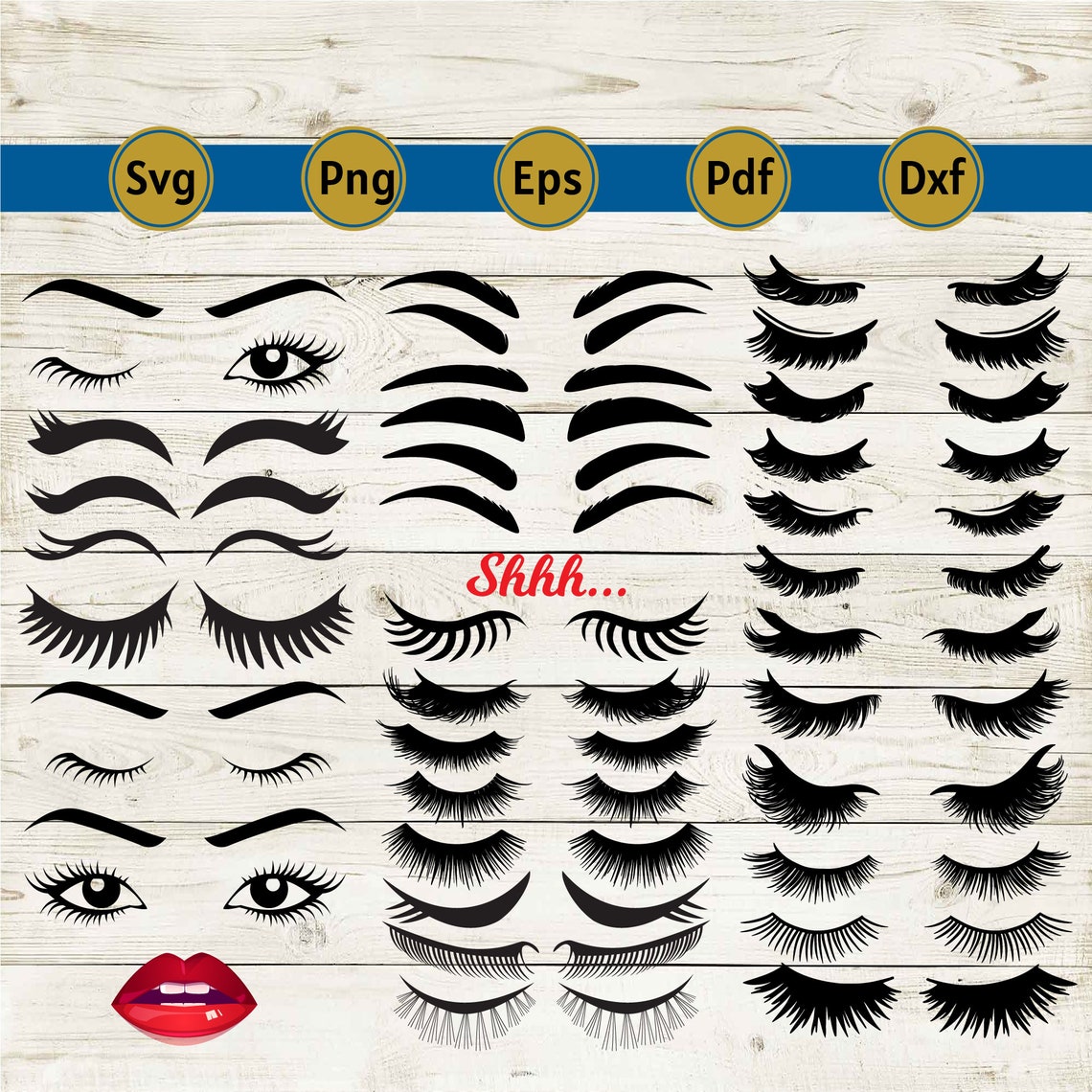Lashes Svg, Eyelashes Svg, Makeup Svg, Winking Eye Svg, Eyebrows Svg ...