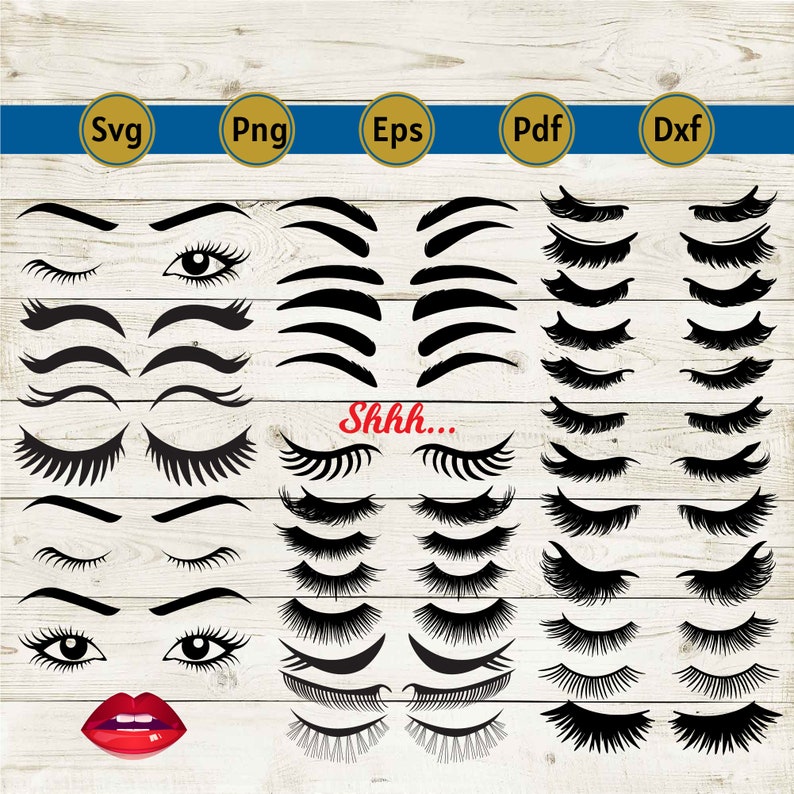 Lashes Svg, Eyelashes Svg, Makeup Svg, Winking Eye Svg, Eyebrows Svg ...